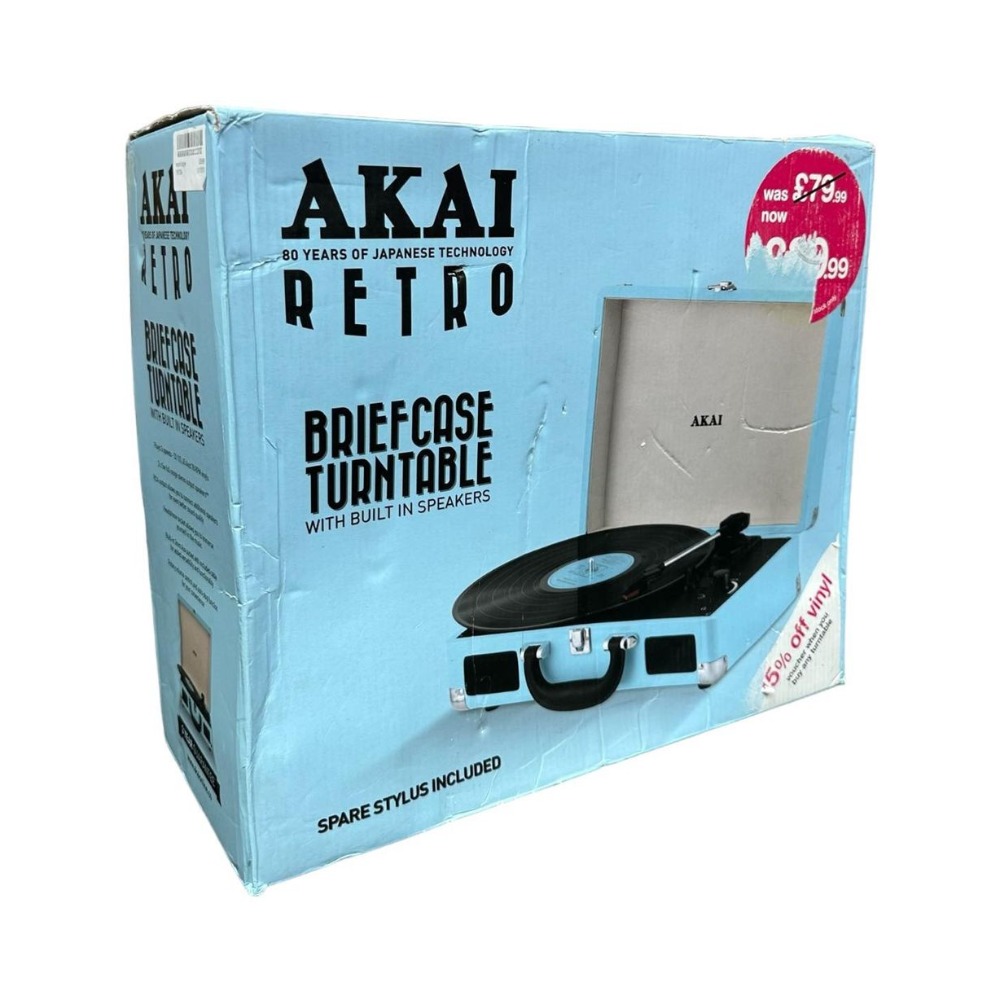 AKAI Retro Briefcase 3-Speed Turntable w/ Built-In Speakers - Own4Less